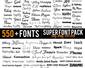 The Ultimate 3000 Fonts - Font Bundle Ttf Svg Heart Font, Cricut, Canva Font, Script Font ...