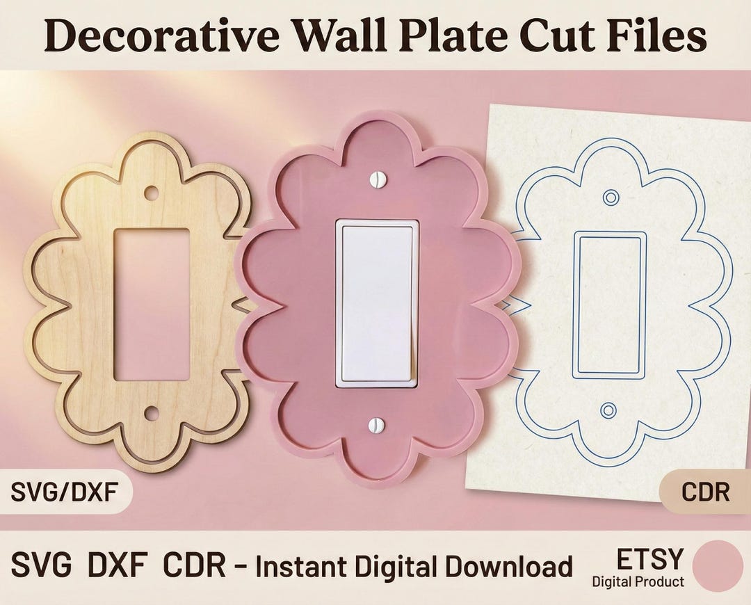 Light Switch Template Cut File SVG DXF CDR Decorative Wall Plate Design ...