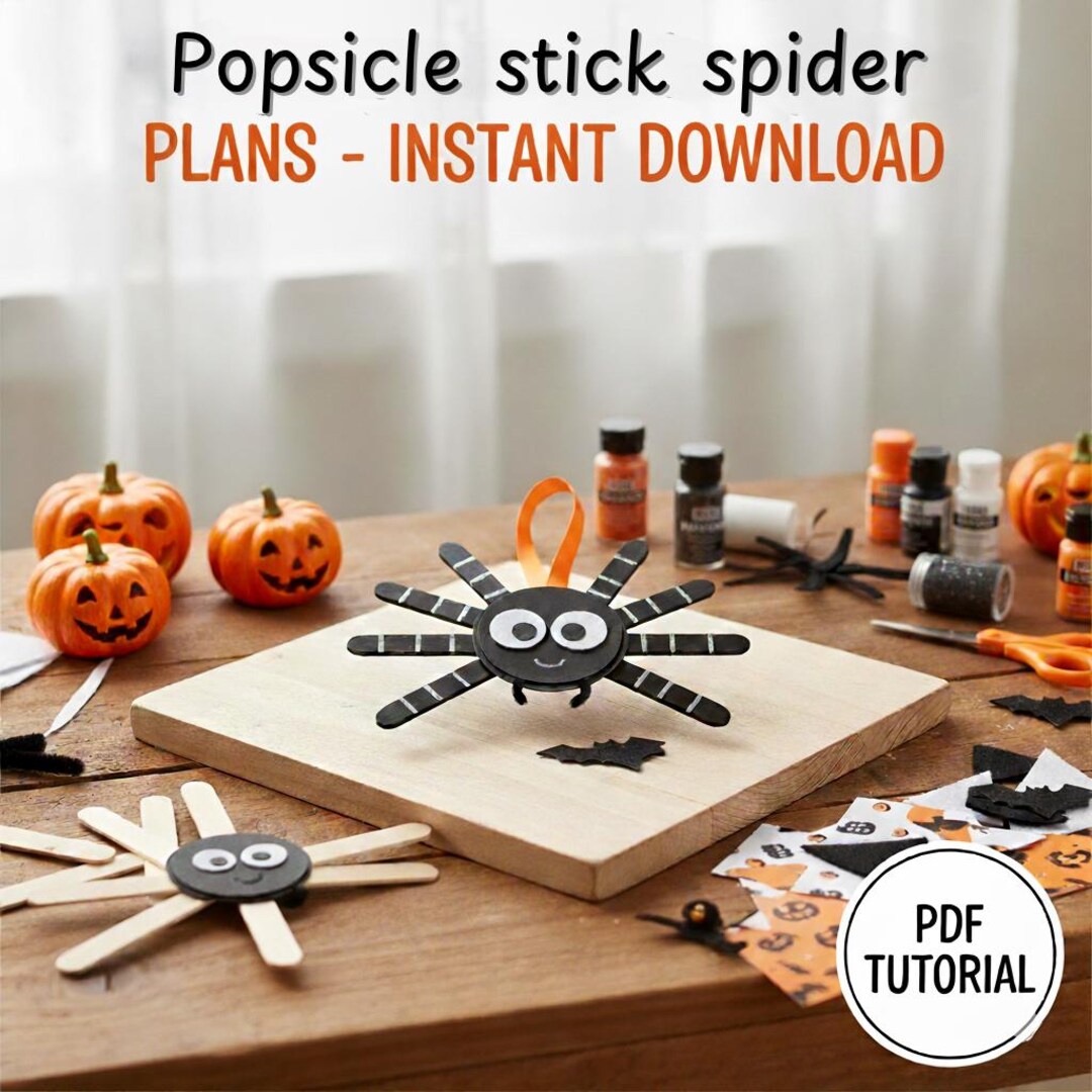 Popsicle Stick Spider Craft Template | Kids Halloween Activity (PDF) - Etsy