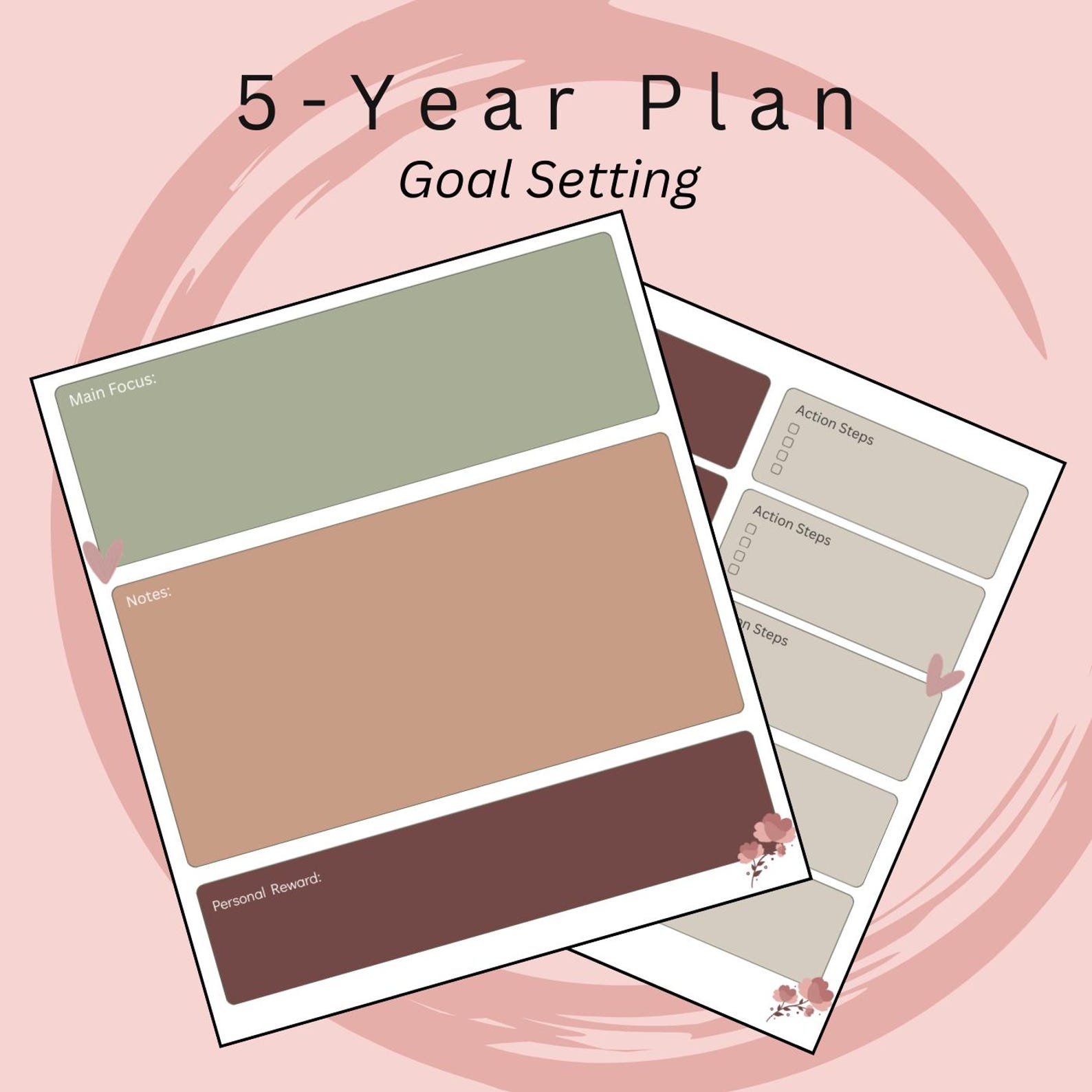 Five Year Plan - Printable PDF Planner, Goal Setting, Intention Planning, Personal Growth - Etsy