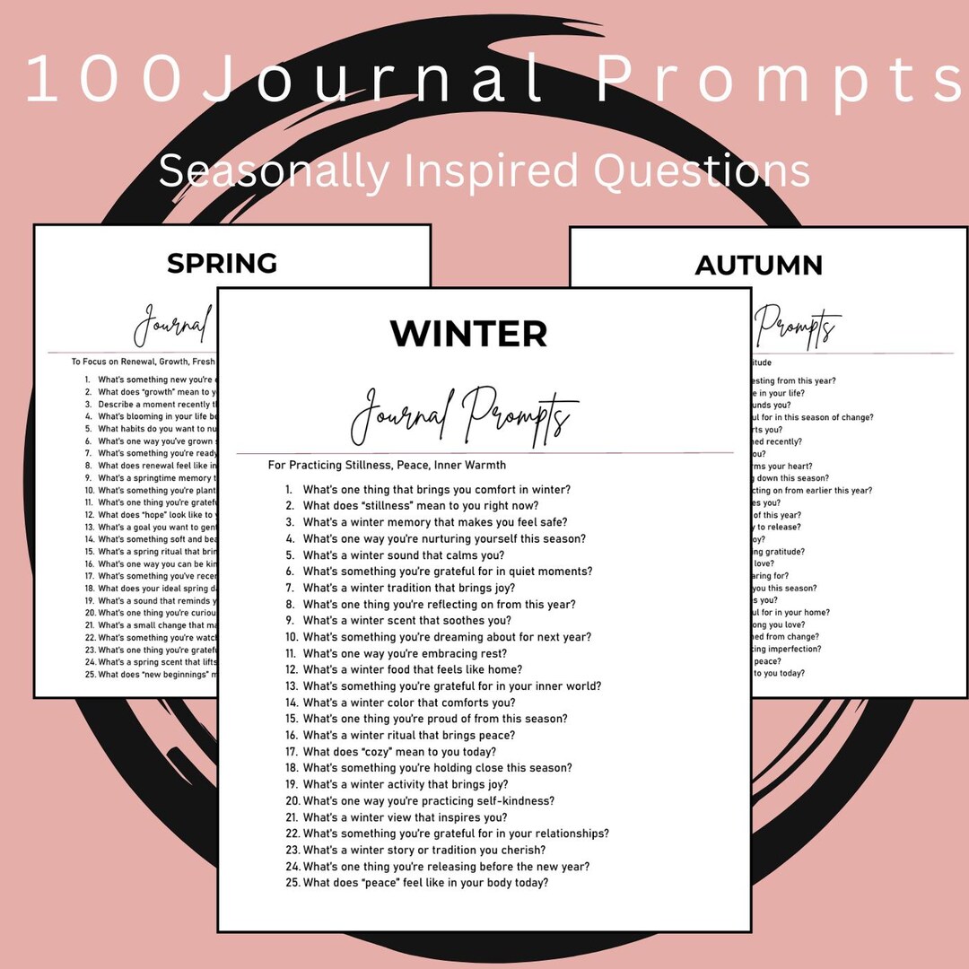 100 Seasonal Journal Prompts - Printable PDF, Self Care, Growth ...