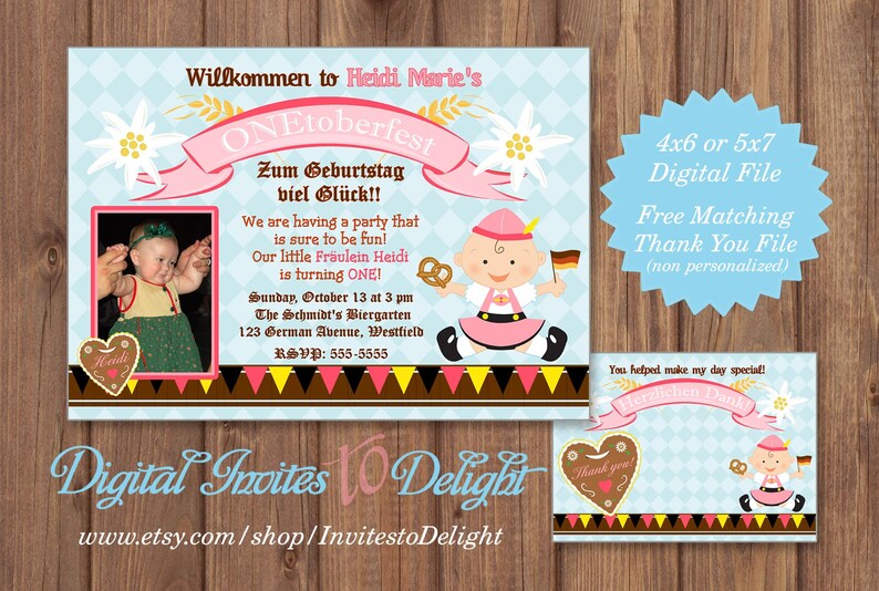Personalized German Oktoberfest 1st First Birthday Invitation With ...