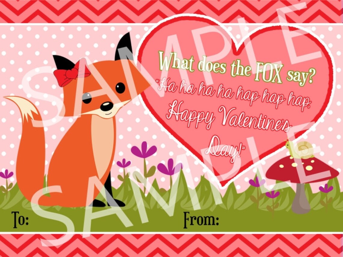 What Does the Fox Say Valentine Cards DIY Instant Download - Etsy