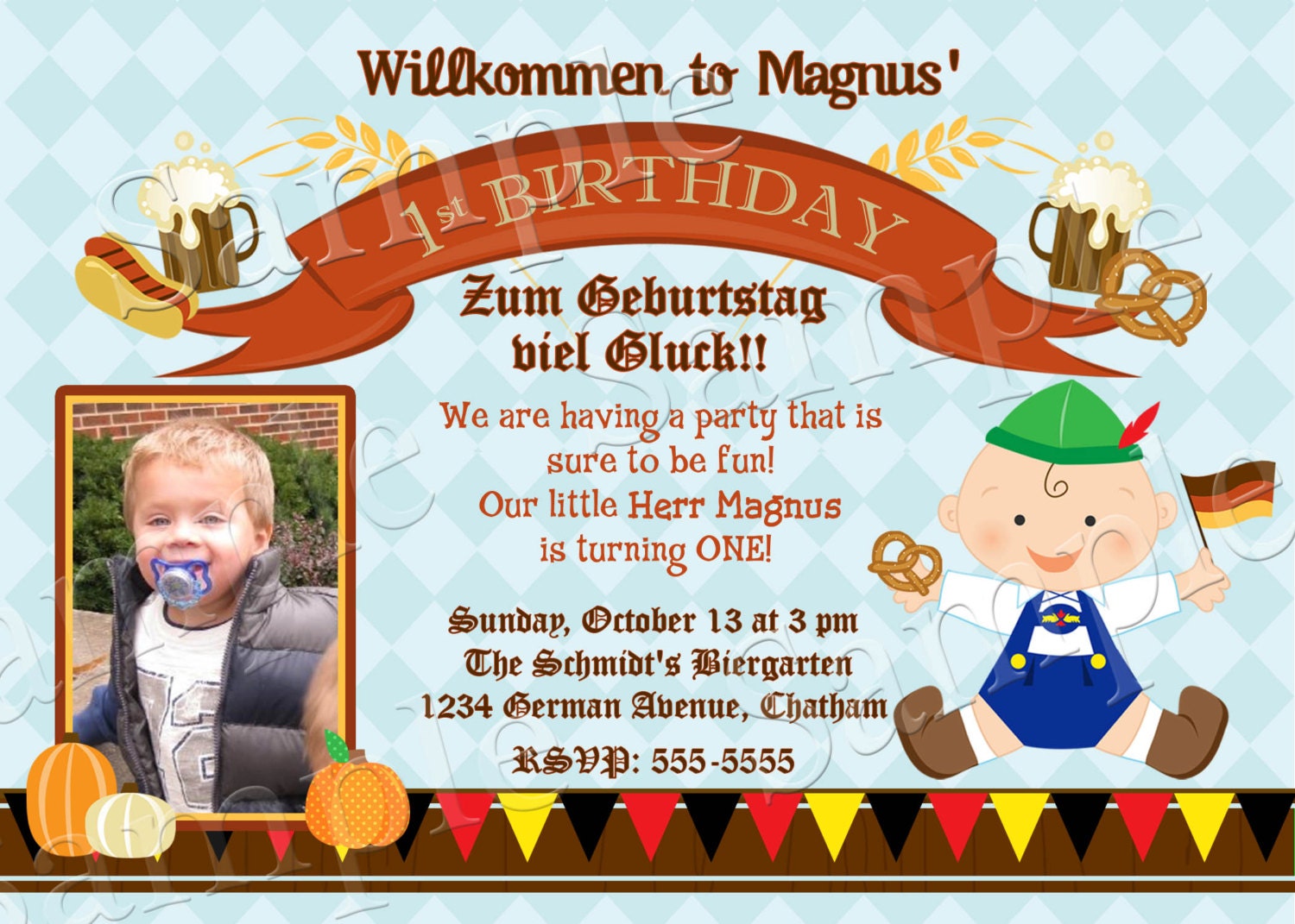 Personalized German Oktoberfest 1st Birthday Invitation With Photo DIY ...