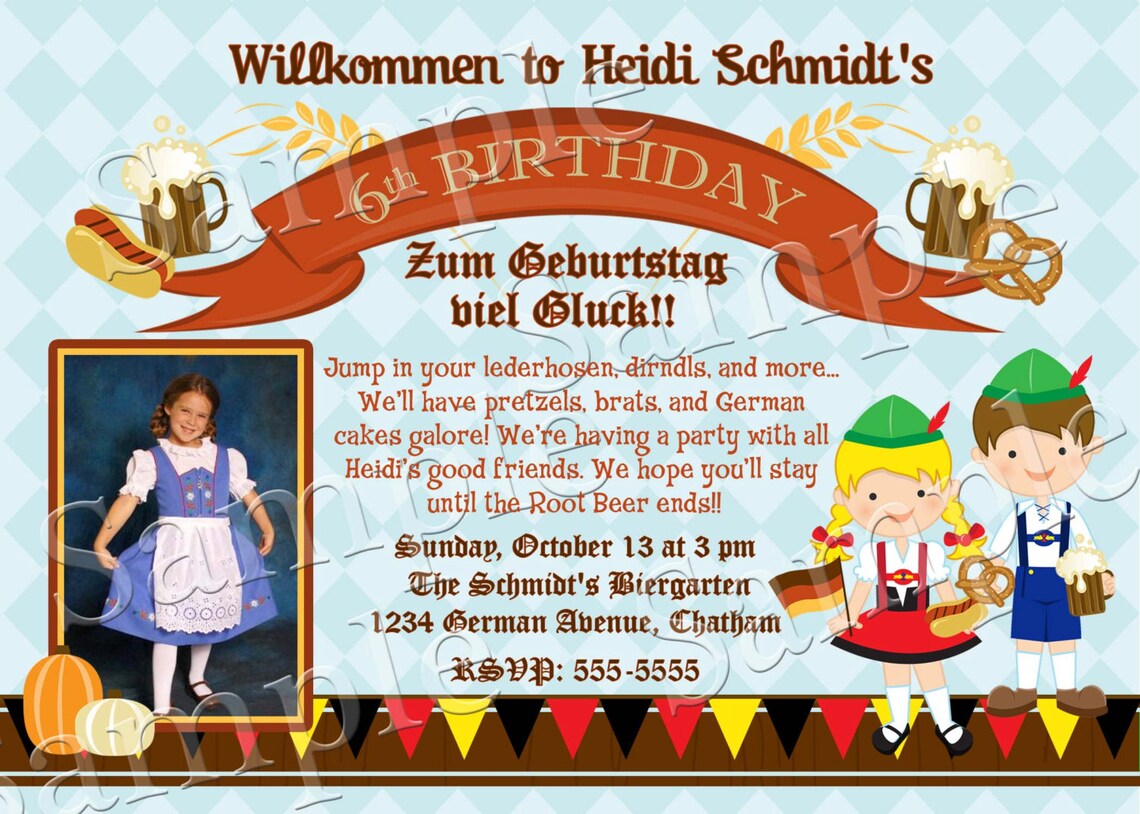 Photo Personalized German Oktoberfest Invitation for Kids Birthday or ...