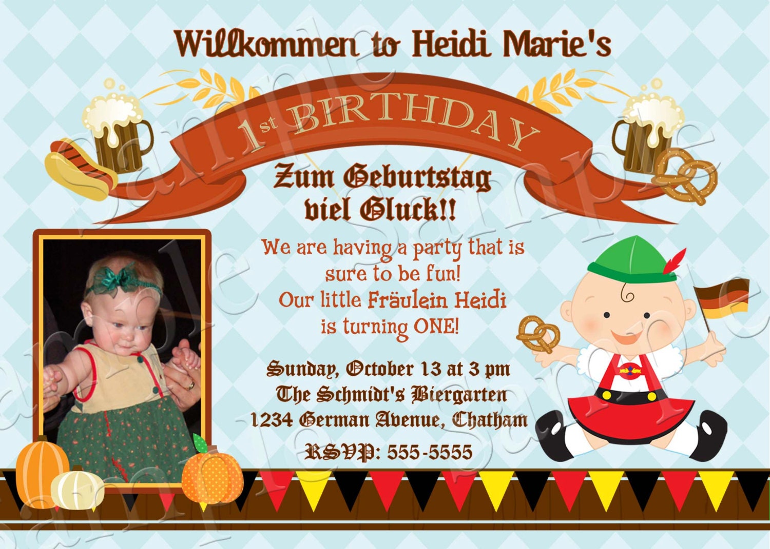 Personalized German Oktoberfest 1st Birthday Invitation DIY - Etsy