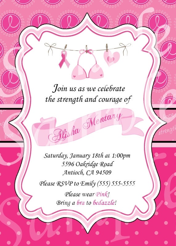 Breast Cancer Awareness Invitation Pink Printable Digital - Etsy
