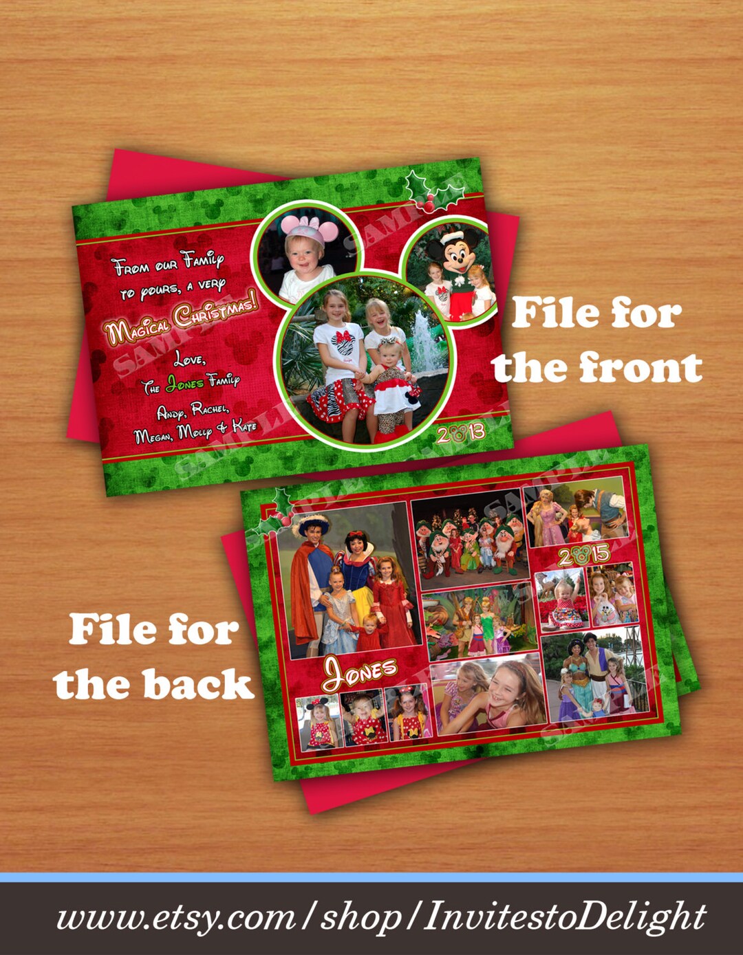 Digital Disney Inspired Photo Christmas Greeting Card Mickey Mouse ...