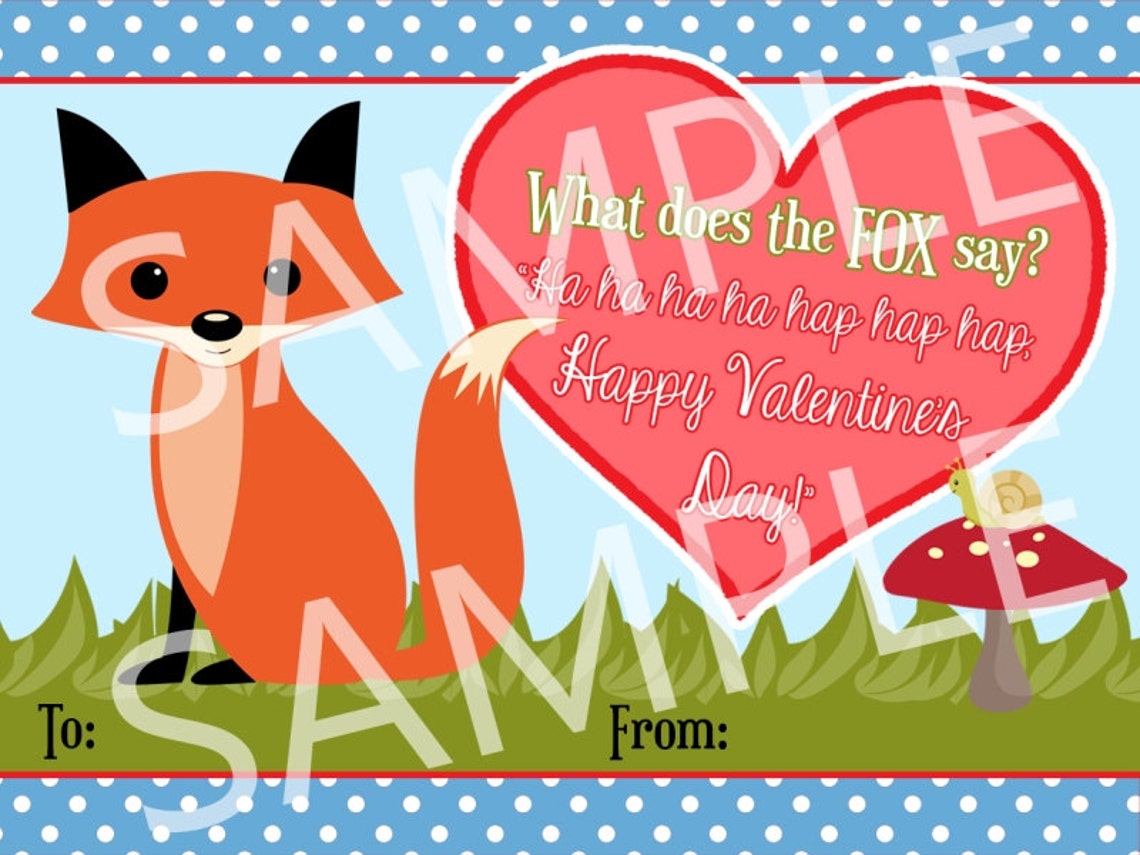 What Does the Fox Say Valentine Cards DIY Instant Download - Etsy
