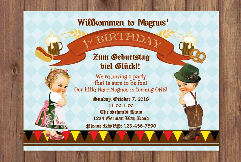 Personalized German Oktoberfest 1st Birthday Invitation Etsy