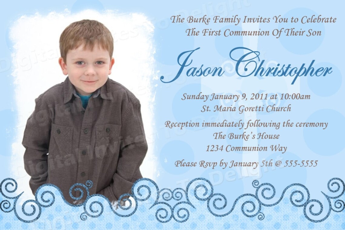Photo First Communion Boy Invitation DIY - Etsy