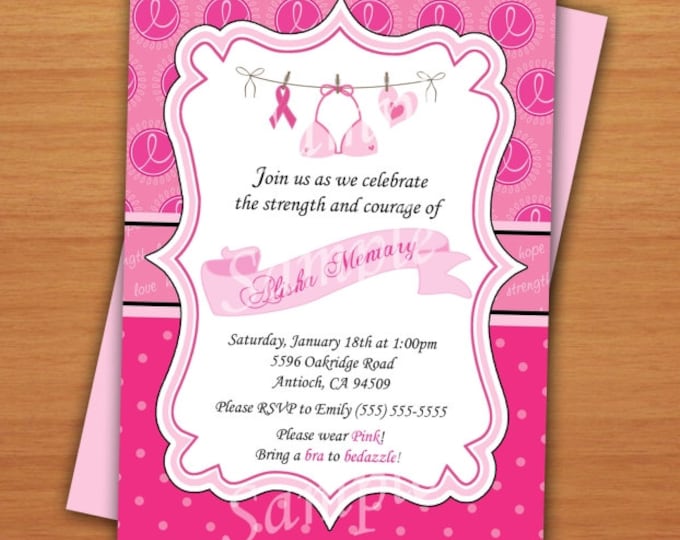 Breast Cancer Awareness Invitation Pink Printable Digital | Etsy