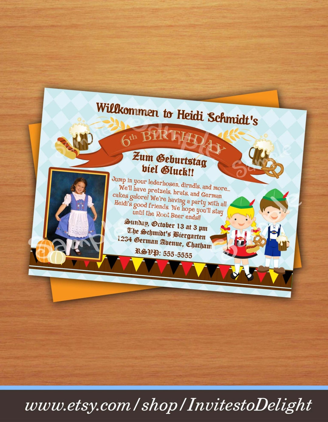 Photo Personalized German Oktoberfest Invitation for Kids Birthday or ...