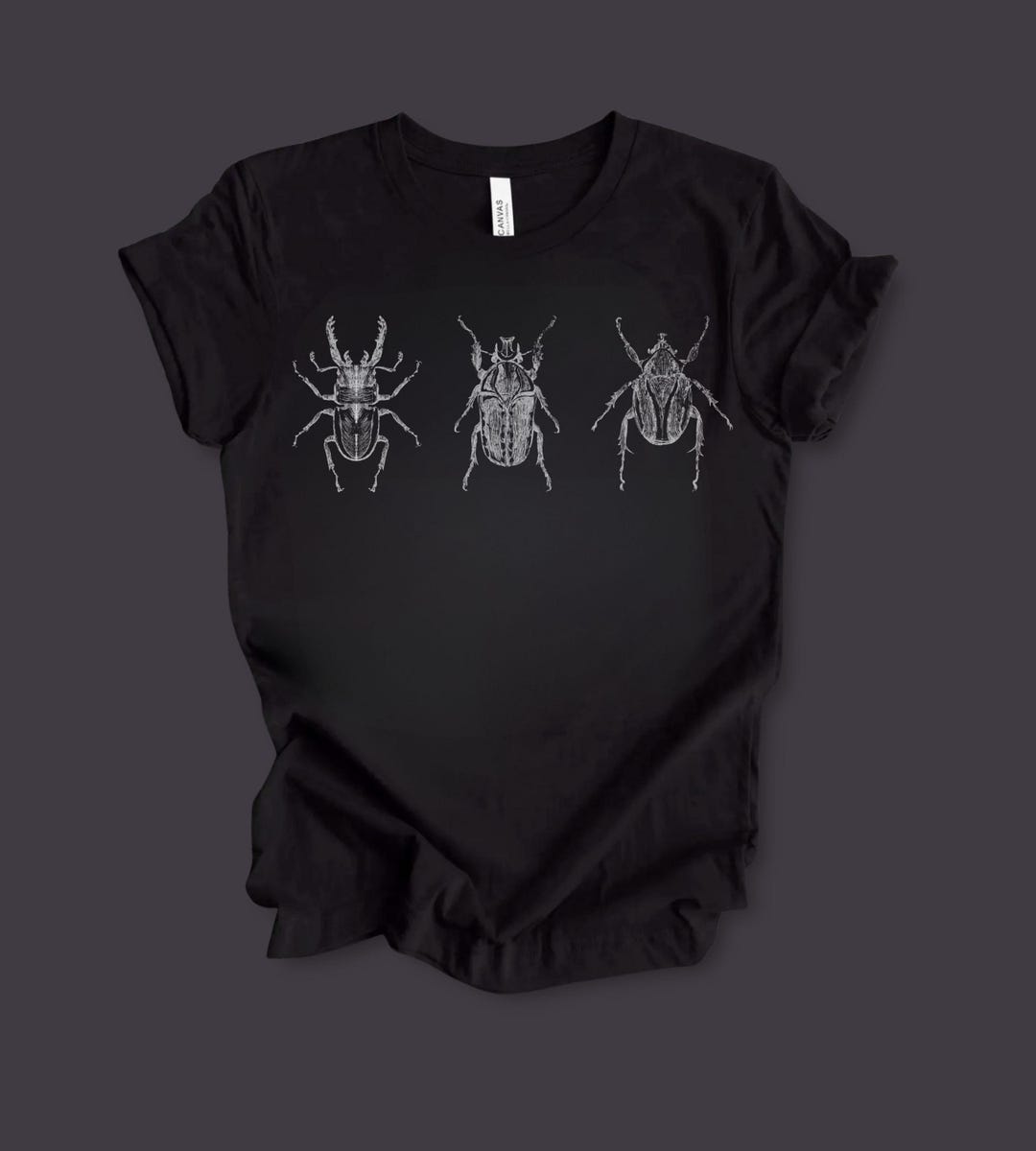 Distressed Beetle Tee, Grunge Insect Tshirt, Goblincore T-shirt, Dark ...