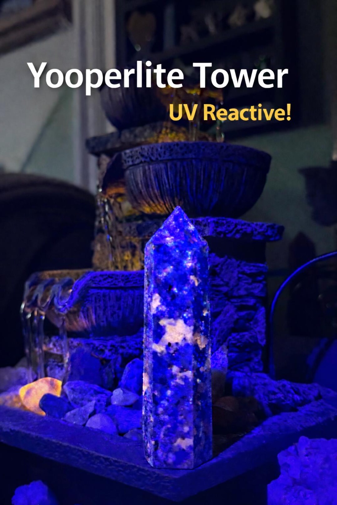UV Reactive Yooperlite Tower, Fluorescent Crystal for Altars ...