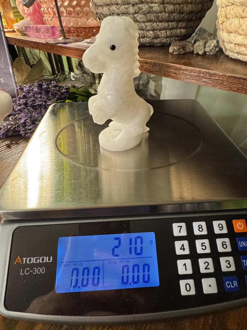 White Jade Pony Figurine • Crystal Horse Statue • Black Obsidian Eyes ...