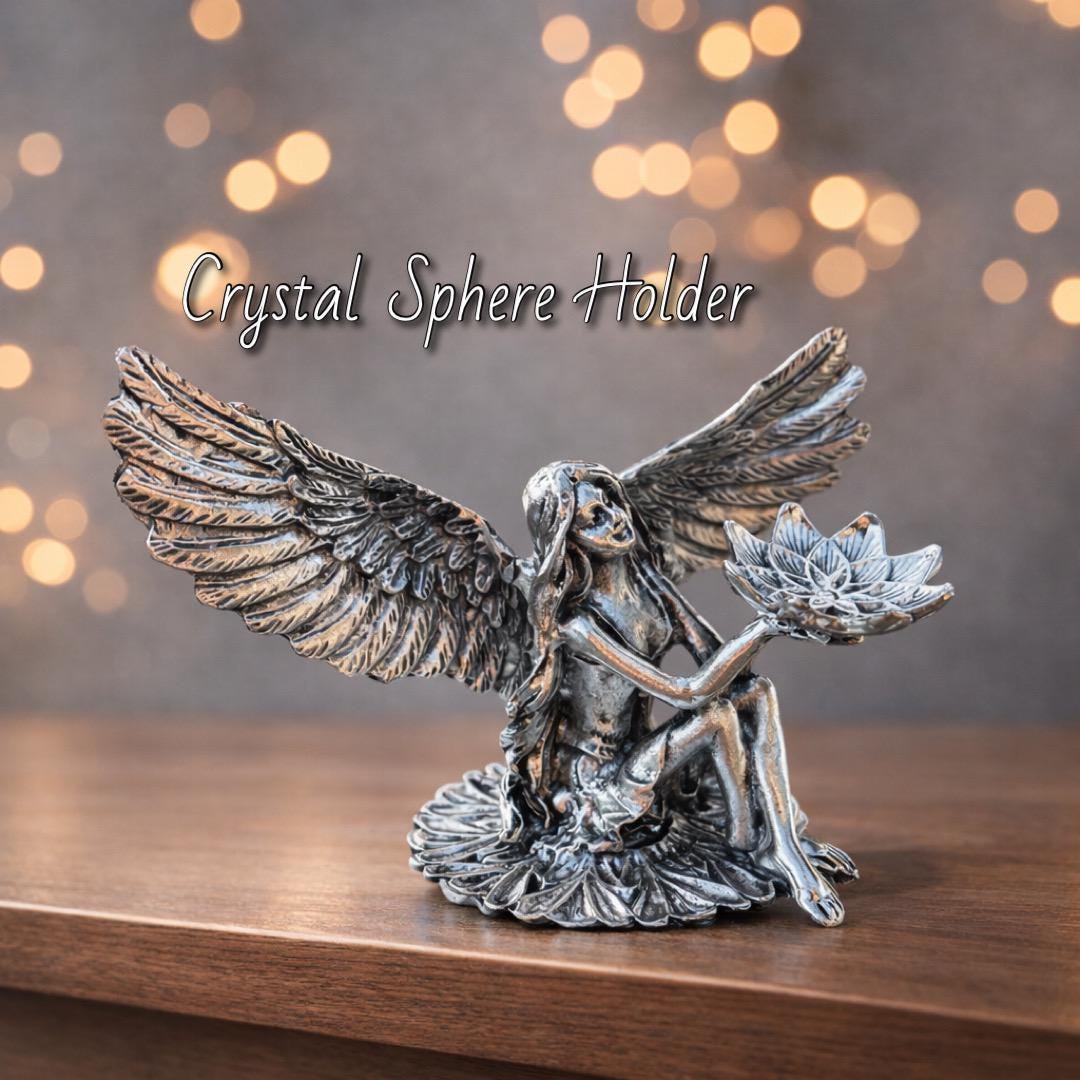 Fairy Angel Sphere Holder • Metal Crystal Ball Stand, Max 2 Inch Sphere ...