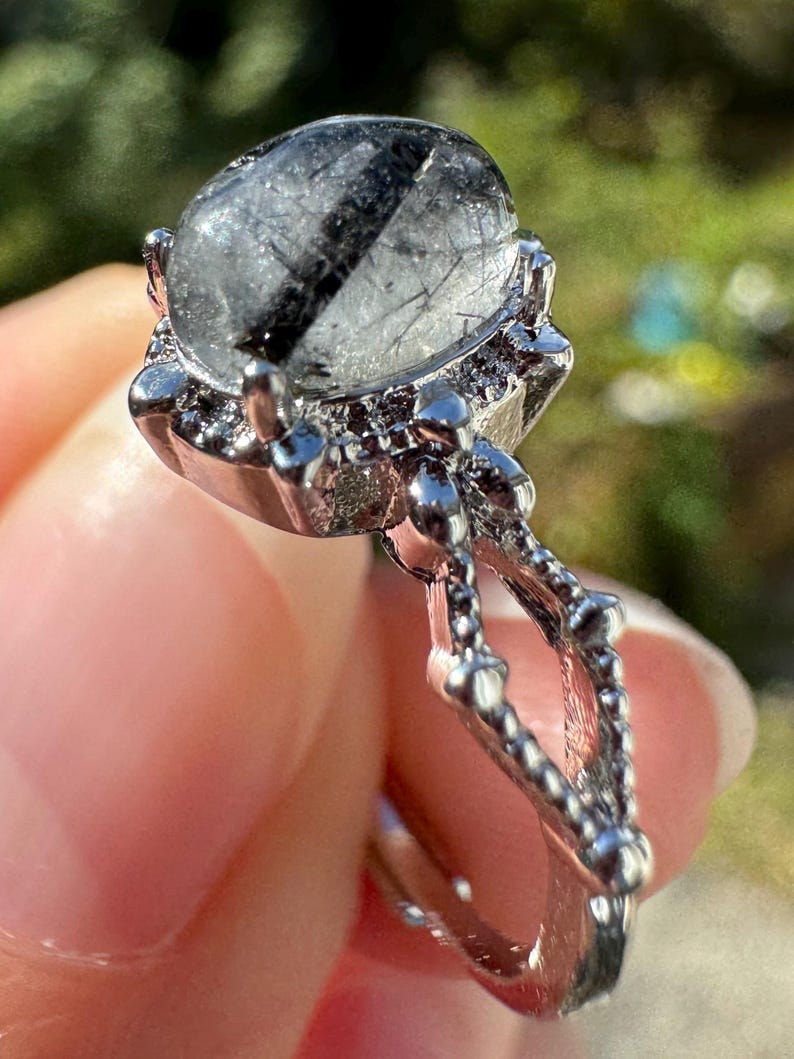 Tourmalinated Quartz Ring • Natural Quartz With Black Tourmaline ...