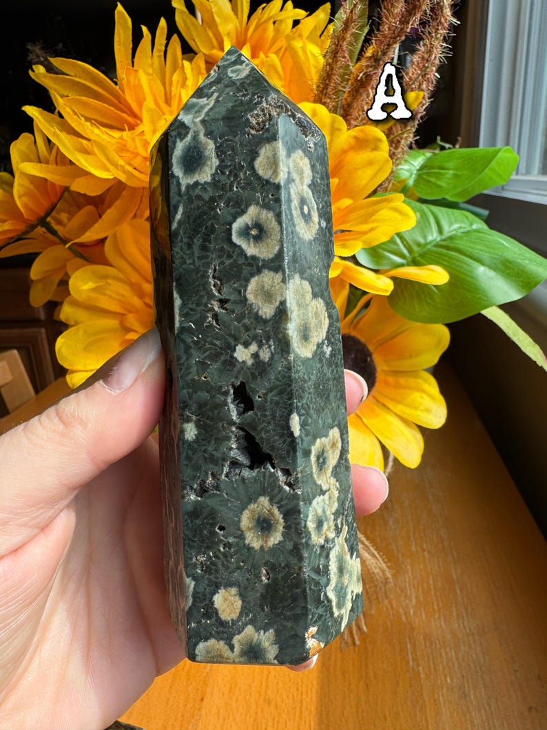 Ocean Jasper Tower From Madagascar • Orbicular Jasper Crystal Point ...