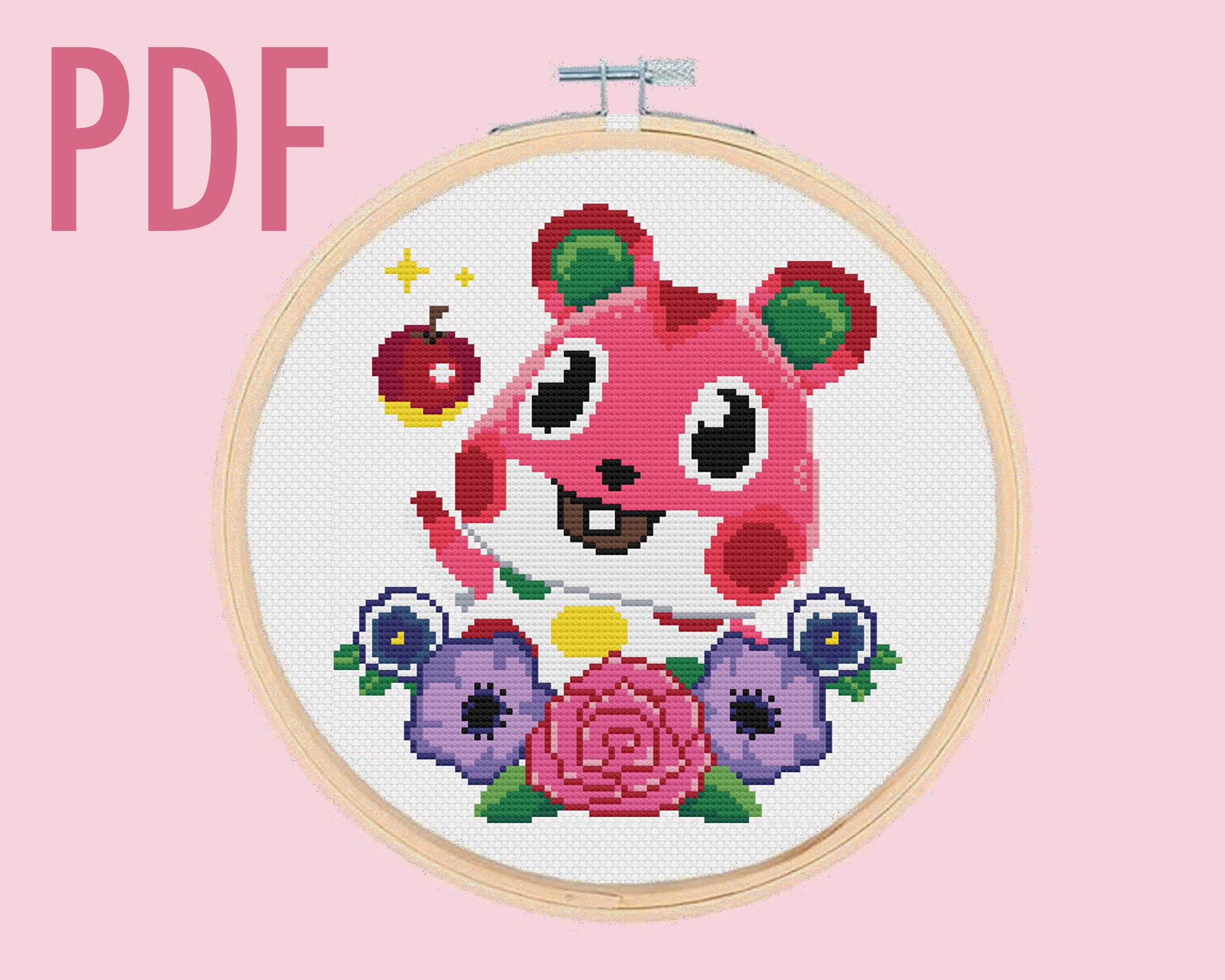 Animal Crossing Apple Cross Stitch Pattern | Etsy