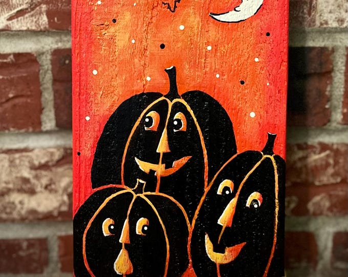 Primitive Vintage Style Fence Rail Halloween Painting on Wood Ooak - Etsy