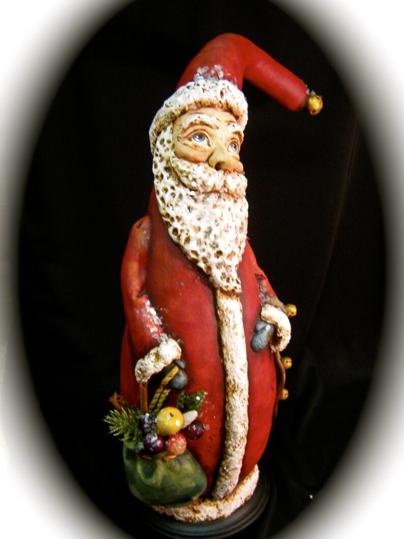 Hand Sculpted Gourd Folk Art Primitive Victorian Santa JINGLE | Etsy