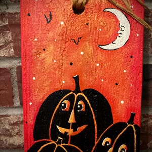Primitive Vintage Style Fence Rail Halloween Painting on Wood Ooak - Etsy