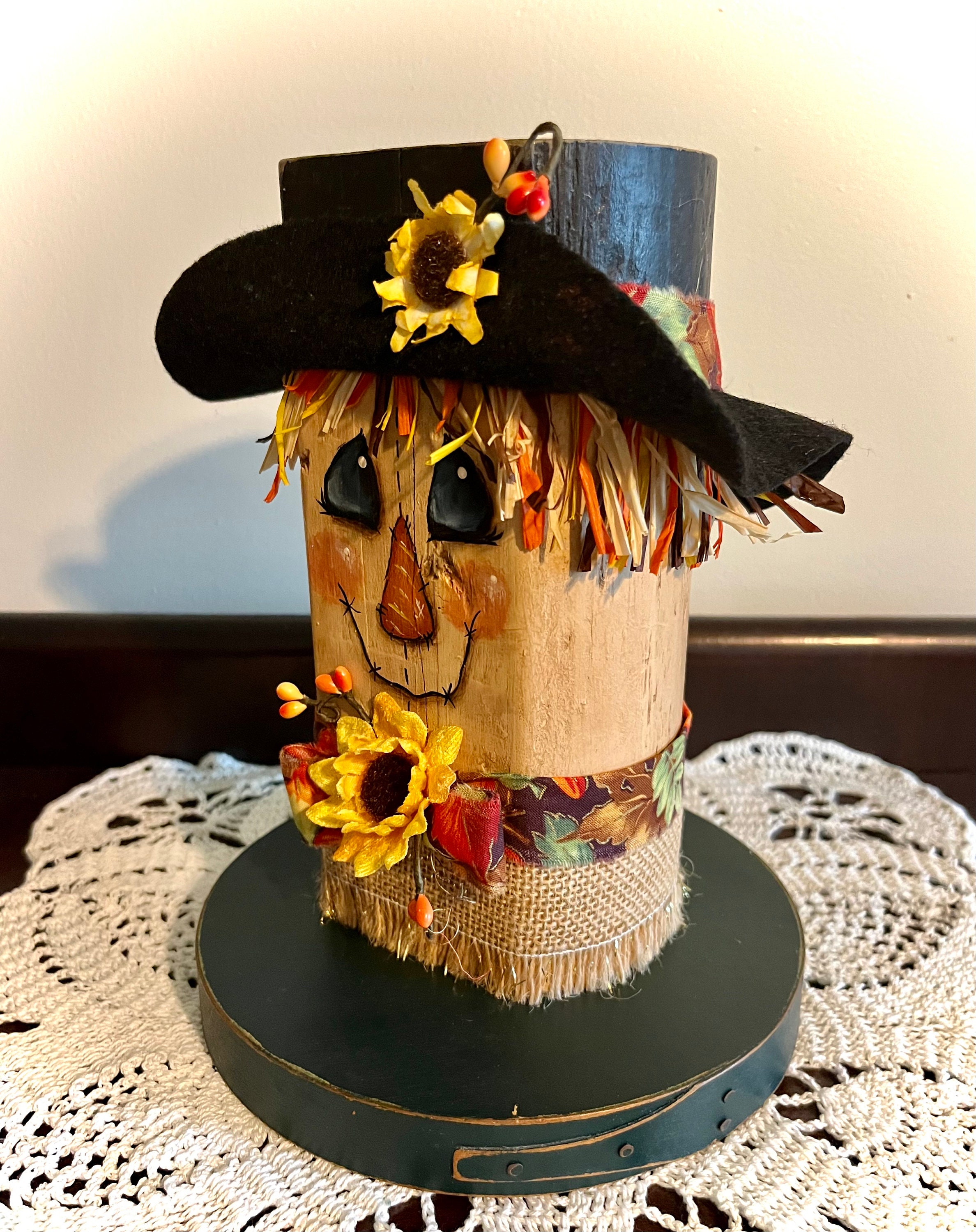 Primitive Folk Art Fence Post Stump Scarecrow Ooak EHAG - Etsy