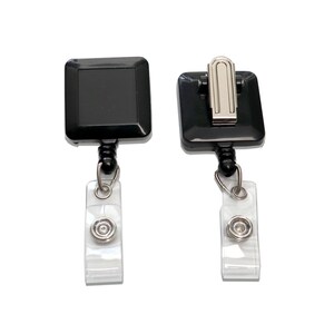 5 Black Square Badge Reels - FREE SHIPPING!! -- Top Quality Retractable ...