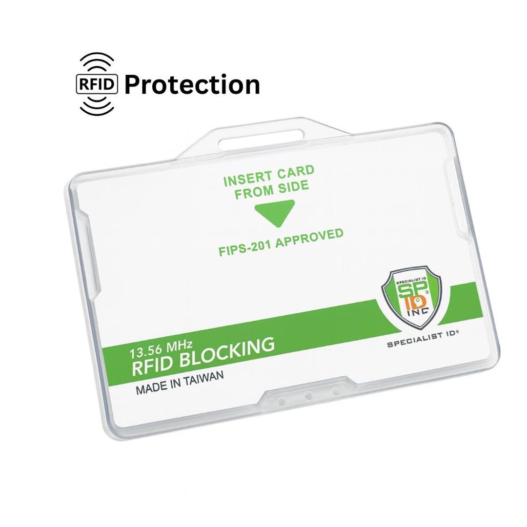 20 Pack - Horizontal RFID Badge Holder - Secure Dual ID Protector for ...