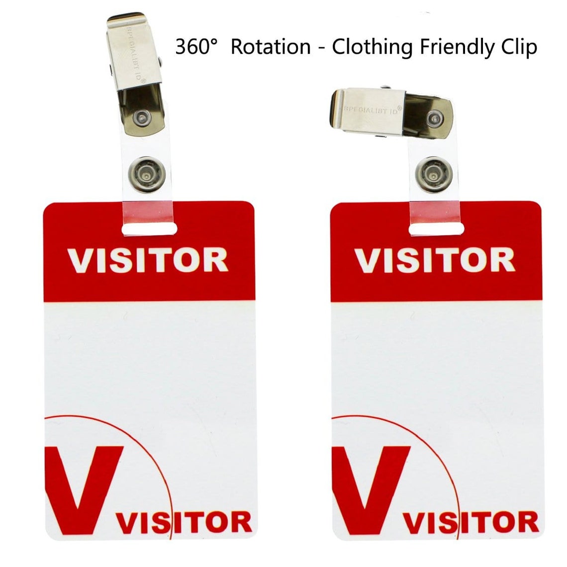 10 - Visitor Badges With Clips - Plastic Reusable Custom Name Badge Tag ...
