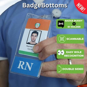 Vertical RN Badgebottom ID Holder Combo - 2 in 1 Vinyl Badge Buddy ...