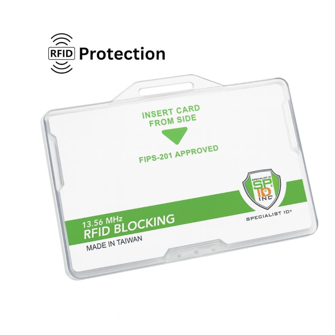 Horizontal RFID Badge Holder - Secure Dual ID Protector for Cac, Twic ...