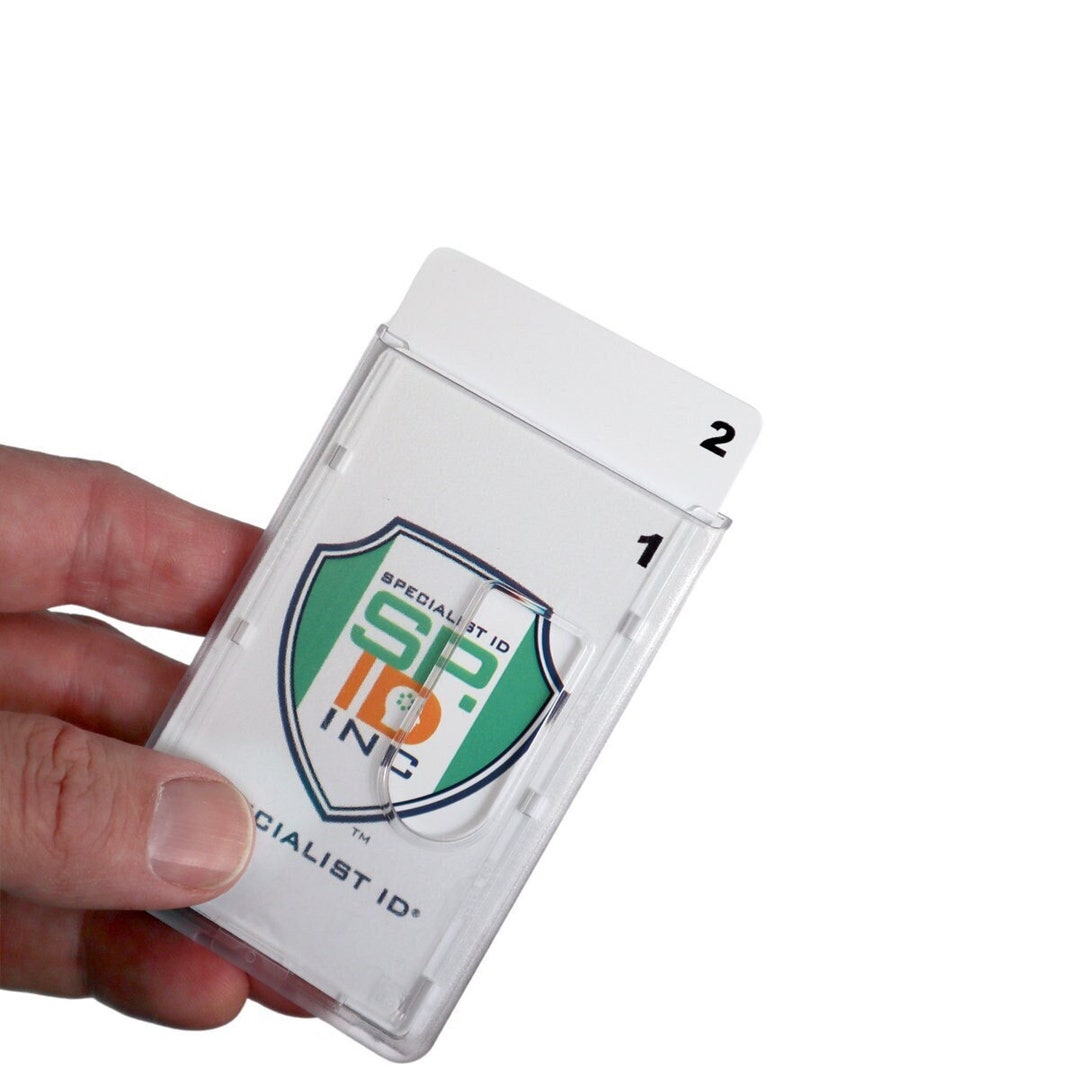 Dual Card Hard Plastic Badge Holder - Free Ship! - Vertical Rigid Clear ...