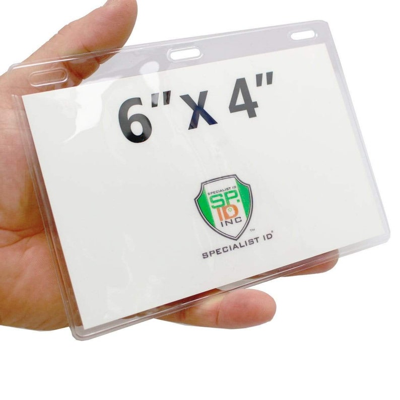 10 - 6x4 Horizontal Badge Holders - Free Ship !! - Large Clear Vinyl ...