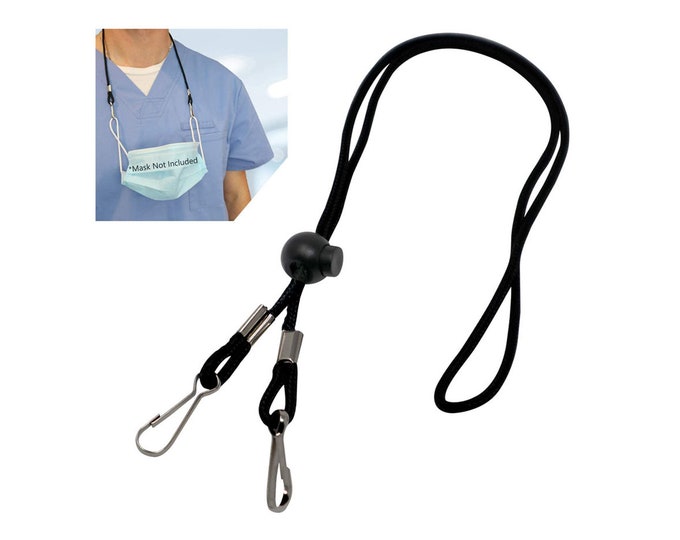 2 Pack Black Adjustable Length Face Mask Lanyards Free Shipping ...