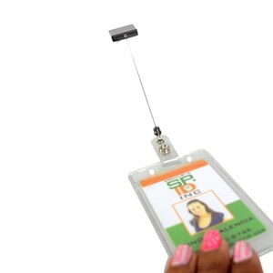 5 Pack - Rectangle Badge Reels With Spring Swivel Clip - Black ...