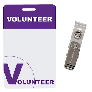 5 - Volunteer Badges With Clips - Plastic Reusable Custom Name Badge ...