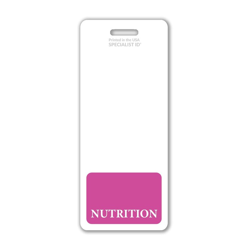 Nutrition Badge Buddy Vertical Extra Long - Oversized ID Badge Backer ...