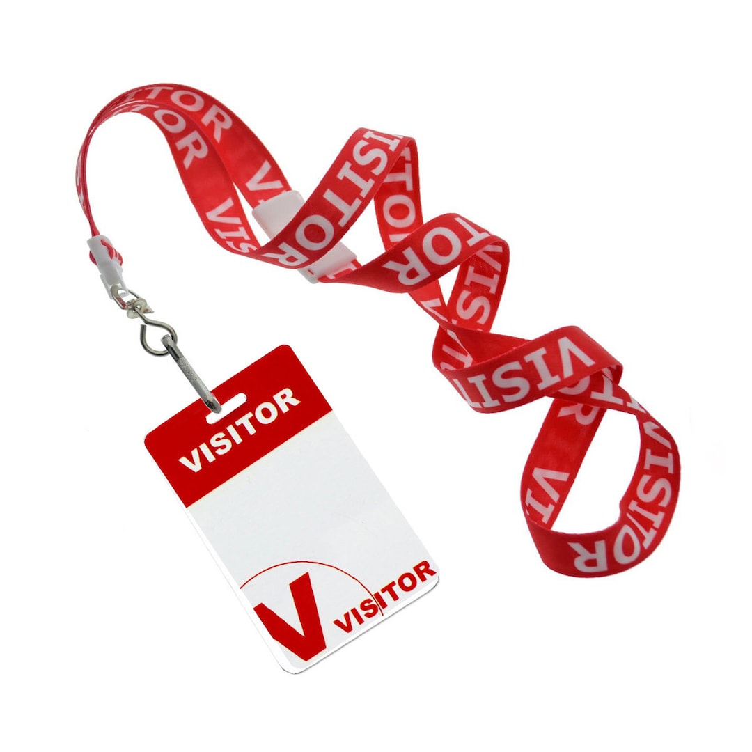 25 - Visitor Lanyards With Badges - Plastic Reusable Custom Name Badge ...