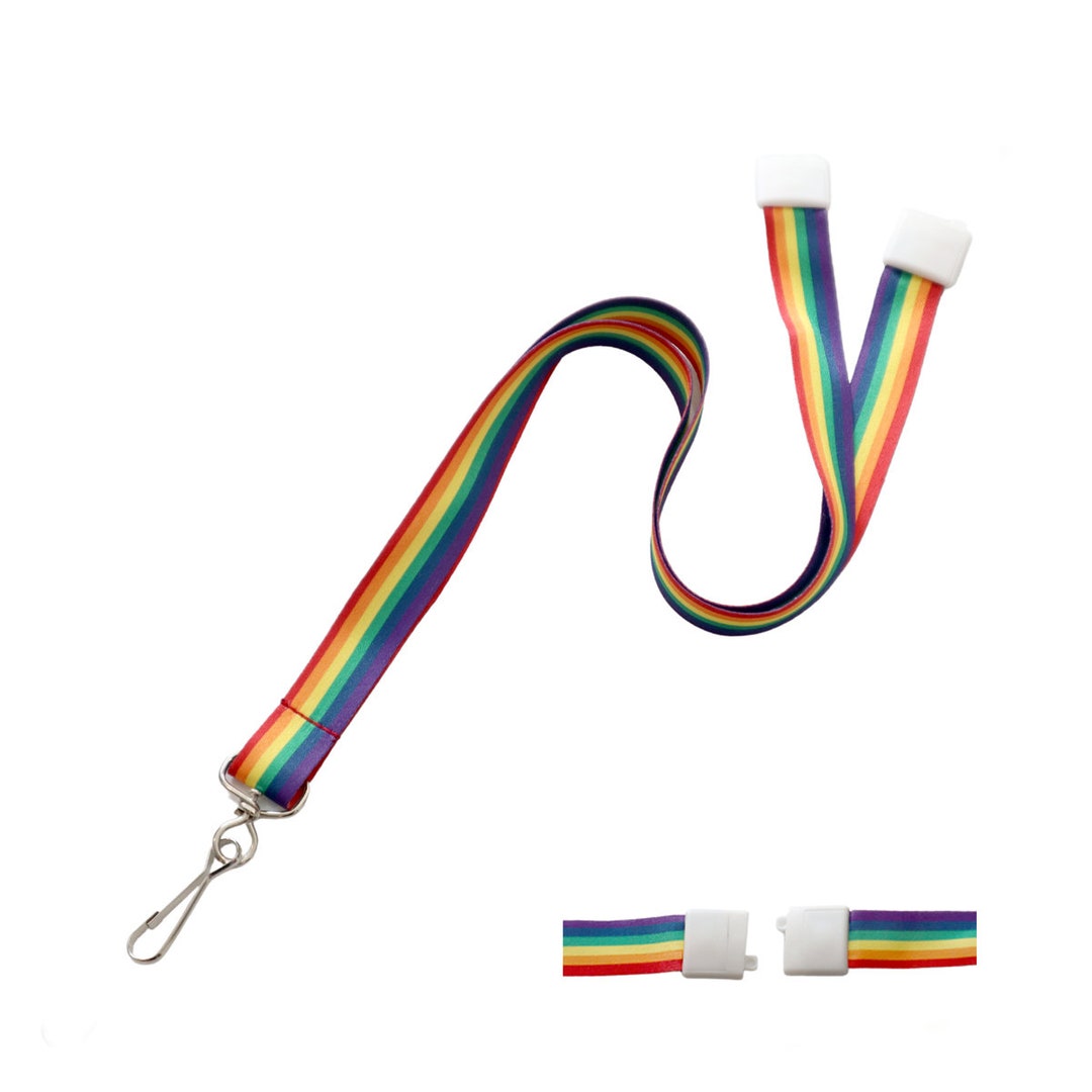 100 - Rainbow Breakaway Lanyard - Free Ship! Cute, Silky Pride Lanyard ...
