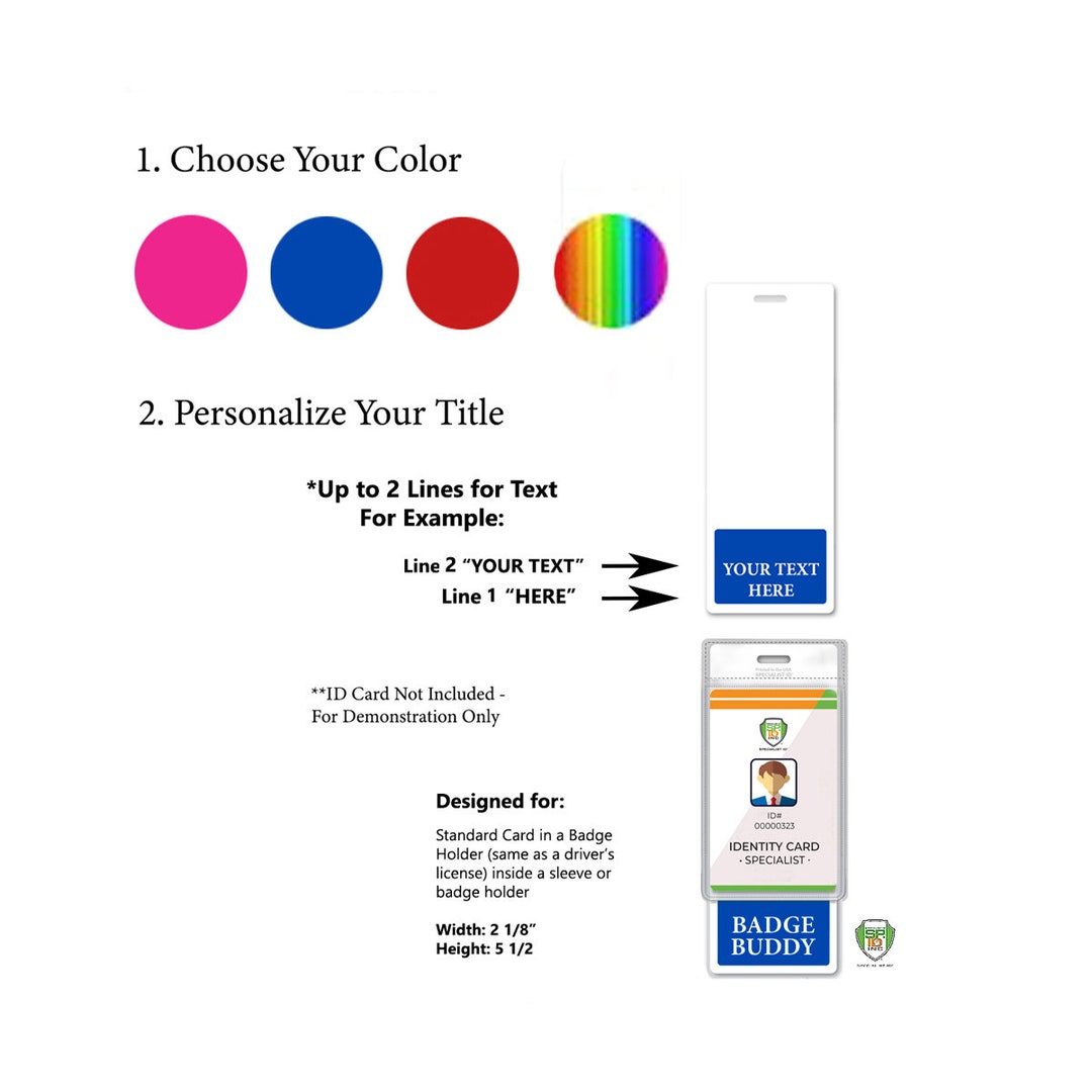 Bulk Custom Badge Buddy XL - Vertical Oversized ID Badge Backer for ...