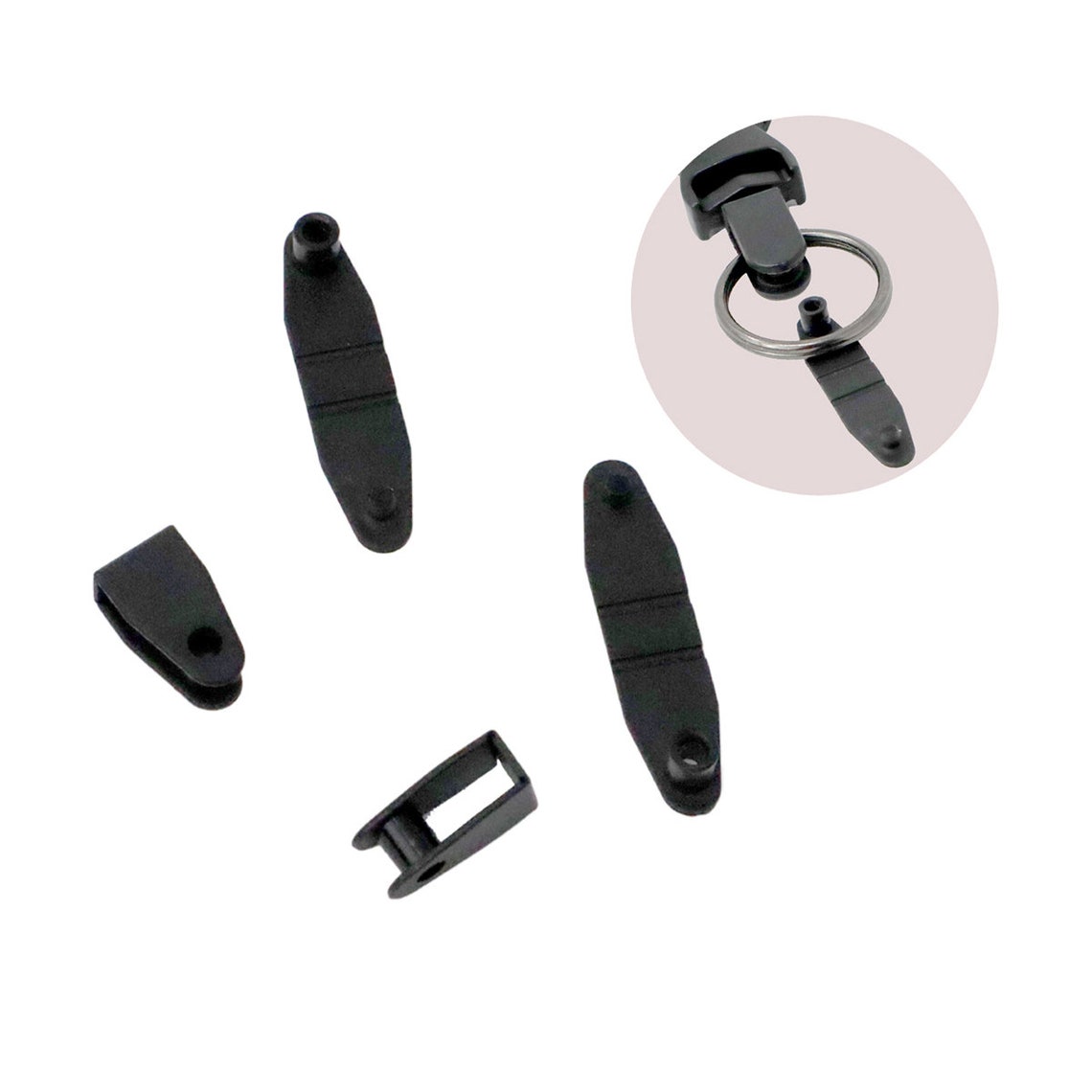 5 Black Plastic Keyring Connectors - Free Ship! ID Badge Holder or ...