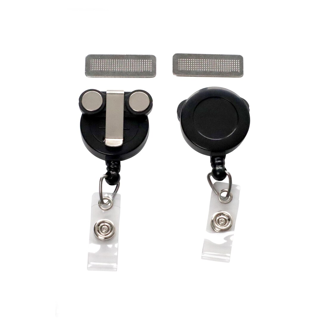 2 Magnetic Badge Reels - Free Ship! - Blank Round 1 1/4" Retractable ...
