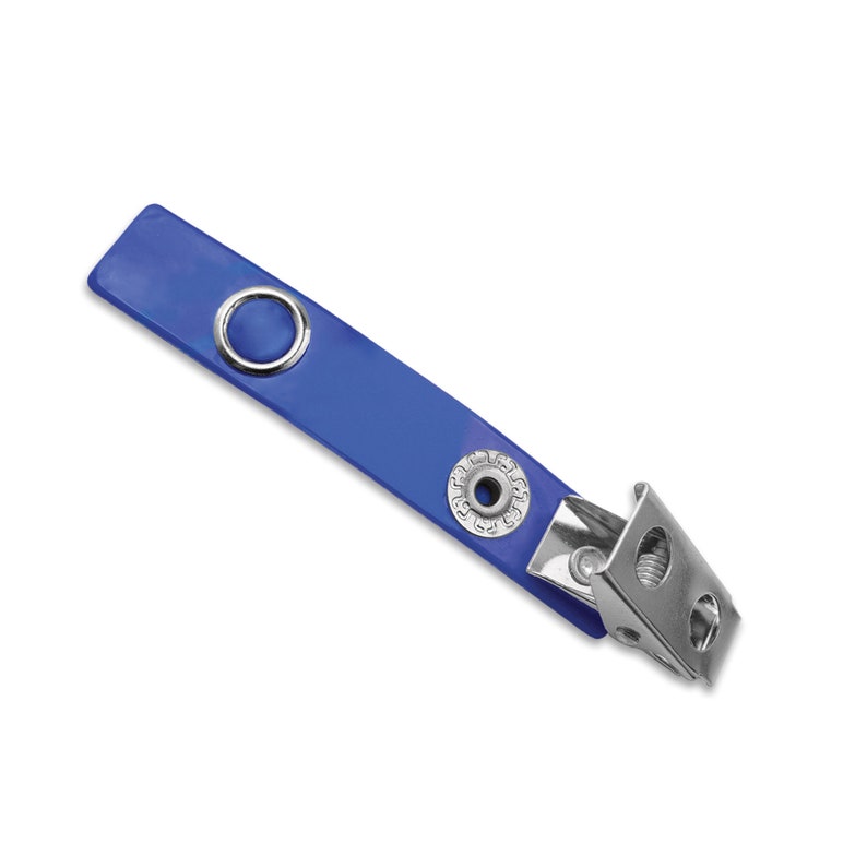 5 Pack - ID Badge Strap Clips - Metal Bulldog Name Tag Holder W/ Blue ...