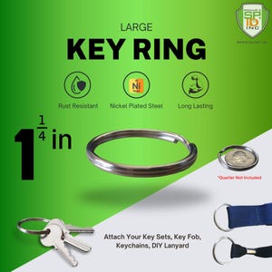 100 Pack of 1.25" Large Key Rings - Heat Treated - High Quality Bulk ...