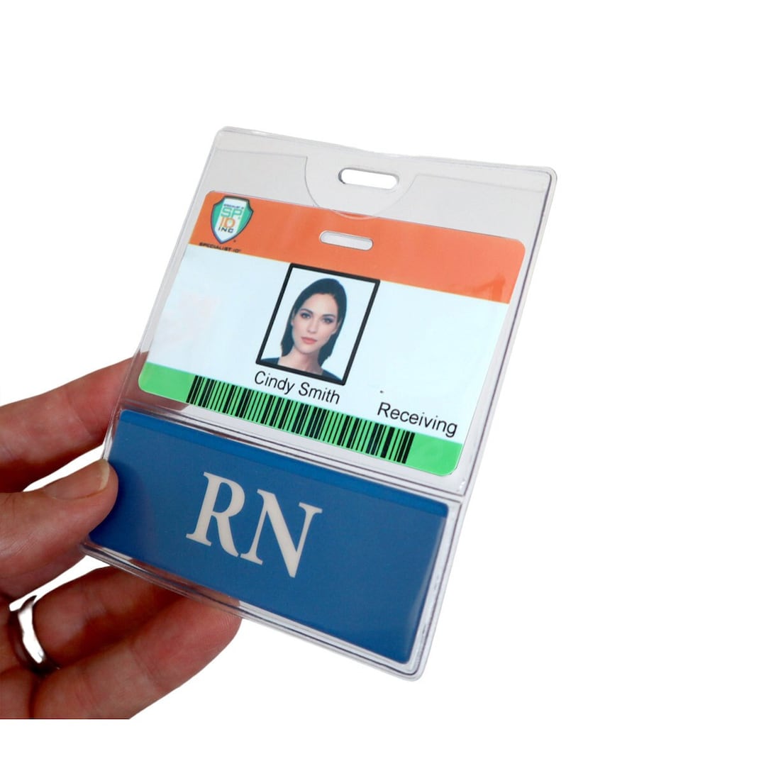 Horizontal RN BSN Badgebottom - 2 in 1 Vinyl Badge Buddy Sleeve With ...