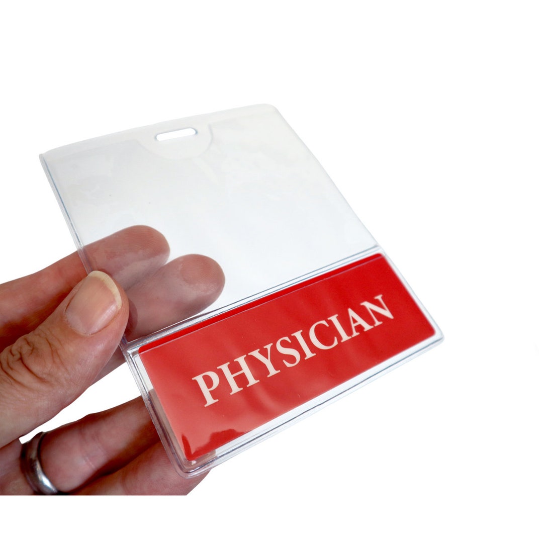 Horizontal PHYSICIAN Badgebottom - 2 in 1 Vinyl Badge Buddy Sleeve With ...