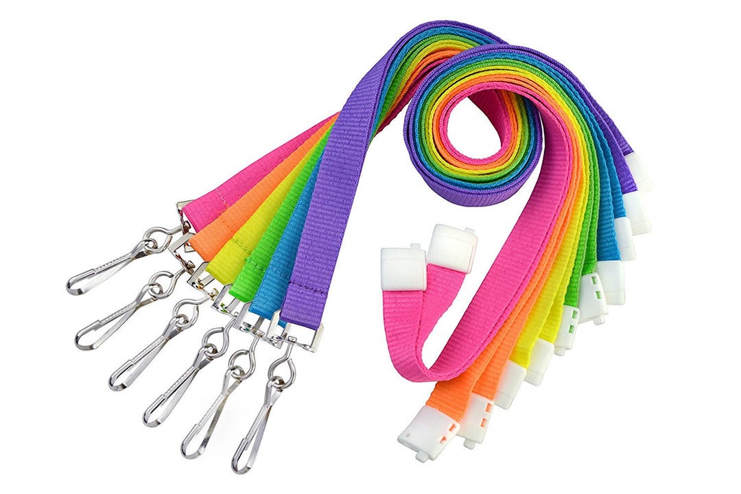6 Pack Bright Neon Lanyards - Free Ship! Durable, Vibrant & Cute ID ...