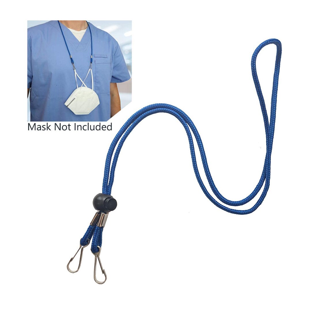 25 Pack - Royal Blue Adjustable Length Face Mask Lanyards - Free Ship ...